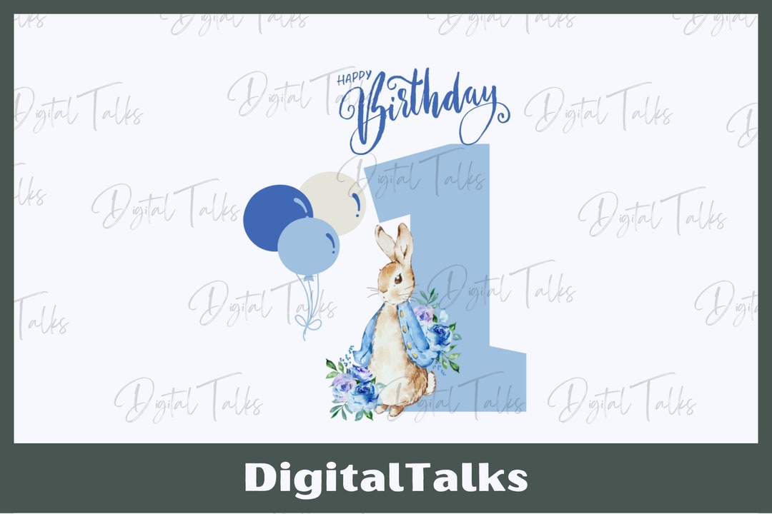 Happy Birthday Peter Rabbit, Paper Art Print, Digital Illustration ...
