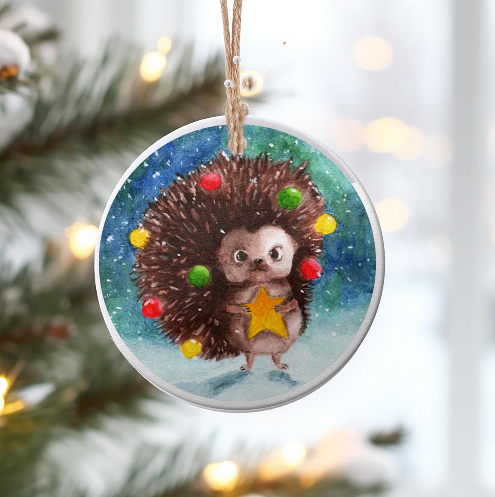 Christmas Ceramic Ornament Hedgehog - Etsy