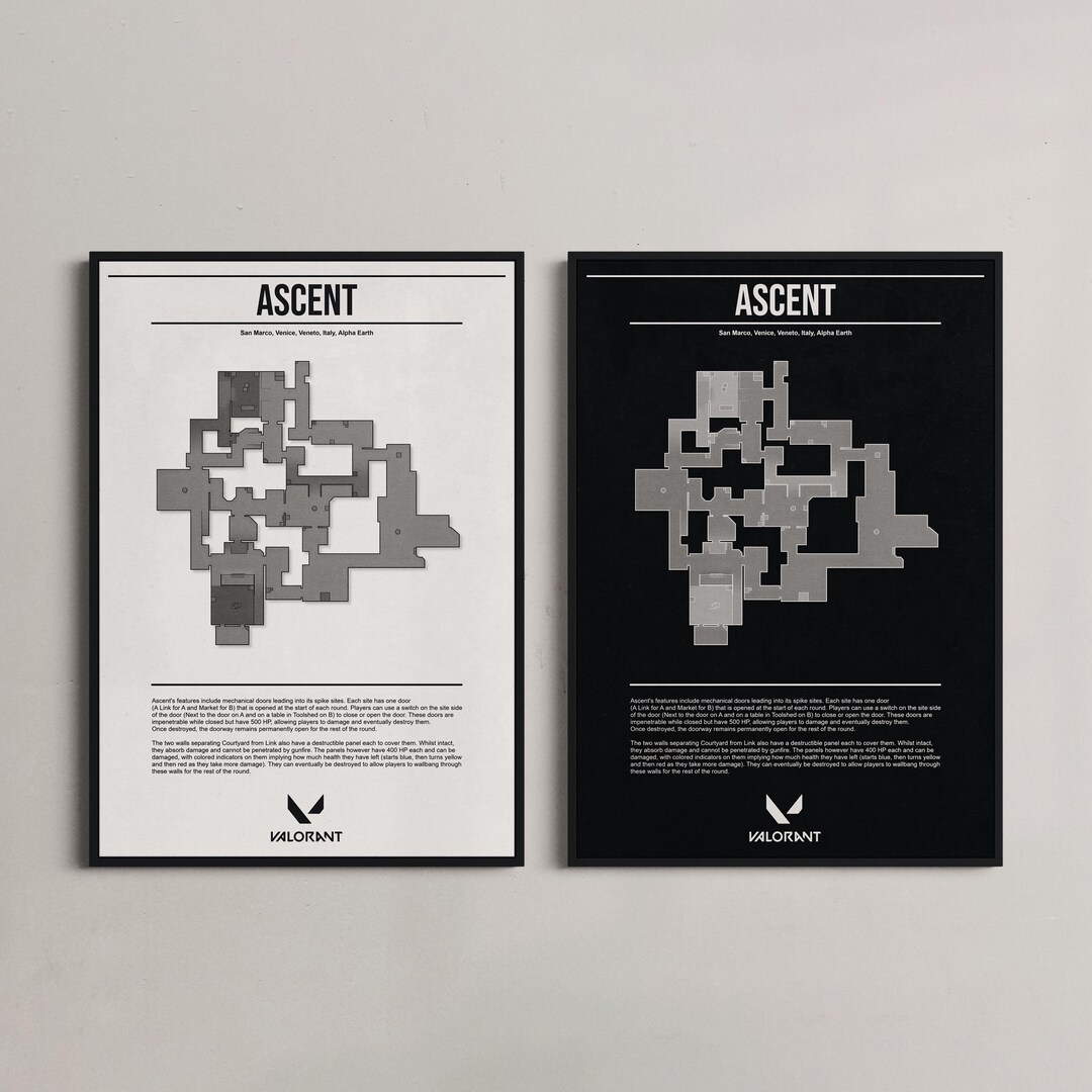 Valorant Ascent Posters Dark/light - Minimalist Vertical Map Poster ...