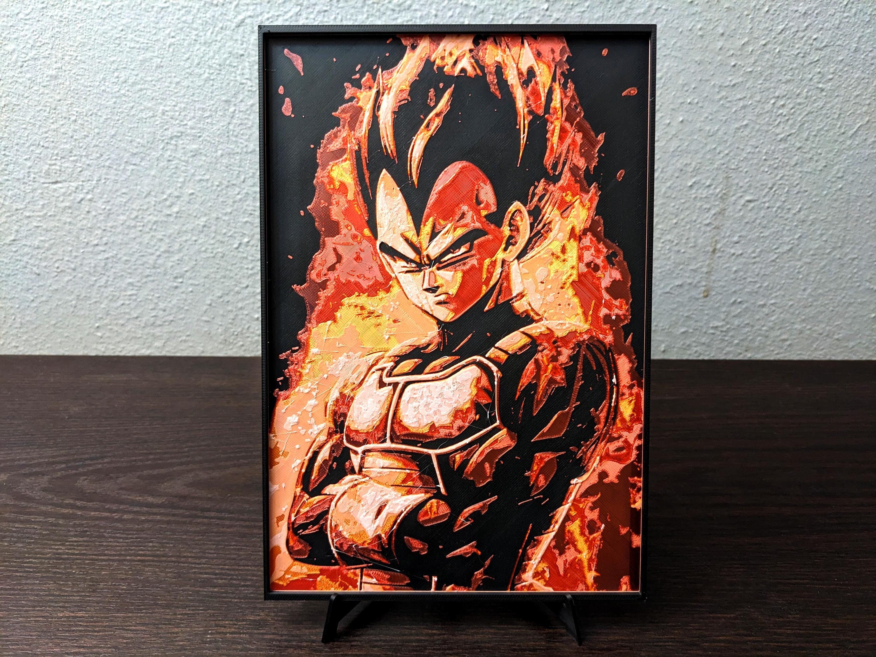 Vegeta Fire Super Saiyan 3D Poster Dragon Ball Z GT Super Textured 3D ...