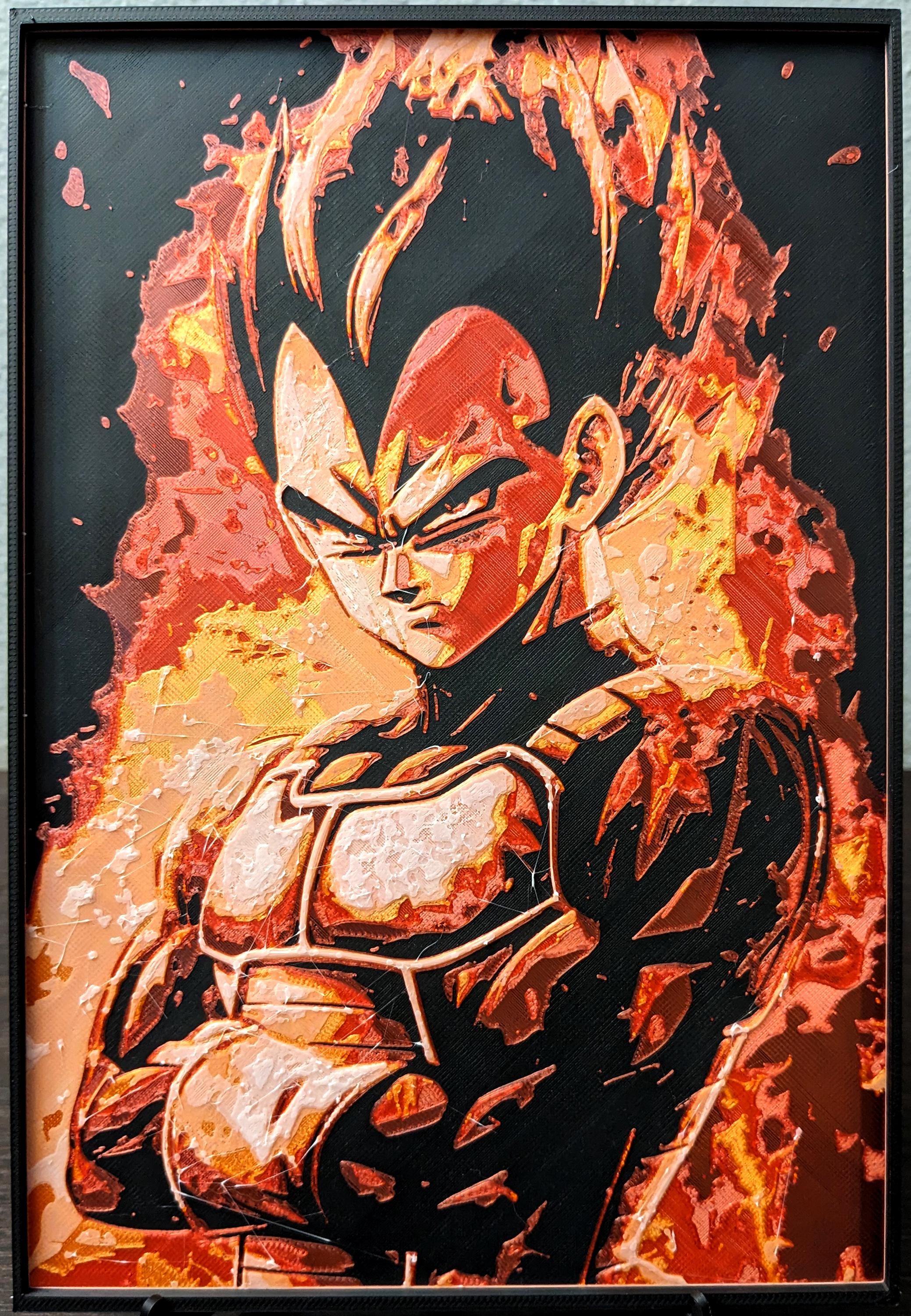 Vegeta Fire Super Saiyan 3D Poster Dragon Ball Z GT Super Textured 3D ...