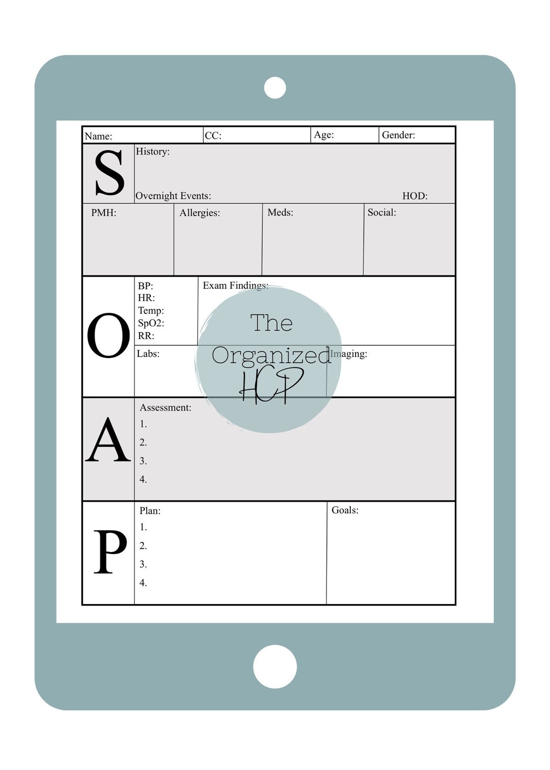 Digital SOAP Note for Healthcare Students - Etsy