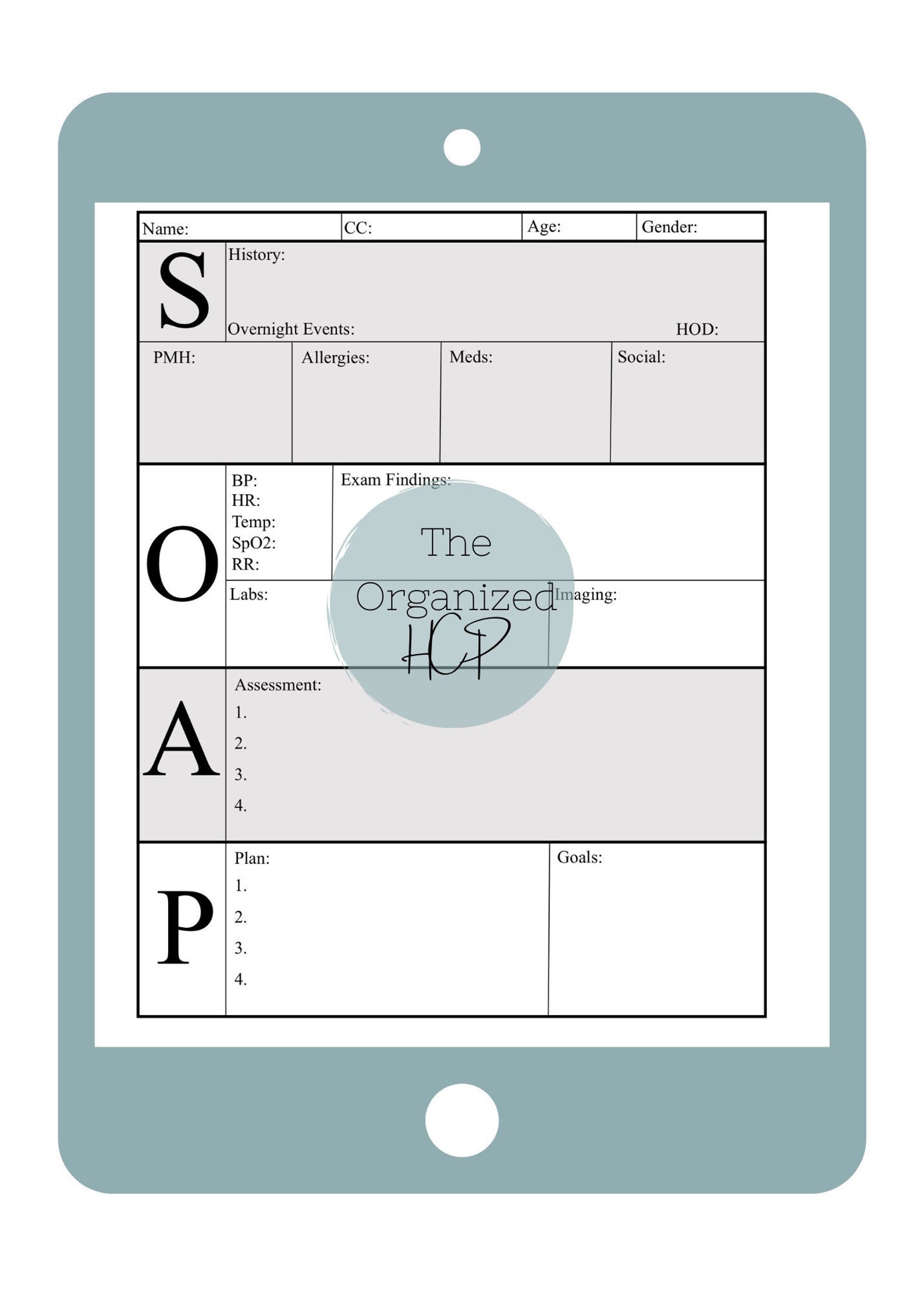 Digital SOAP Note for Healthcare Students - Etsy