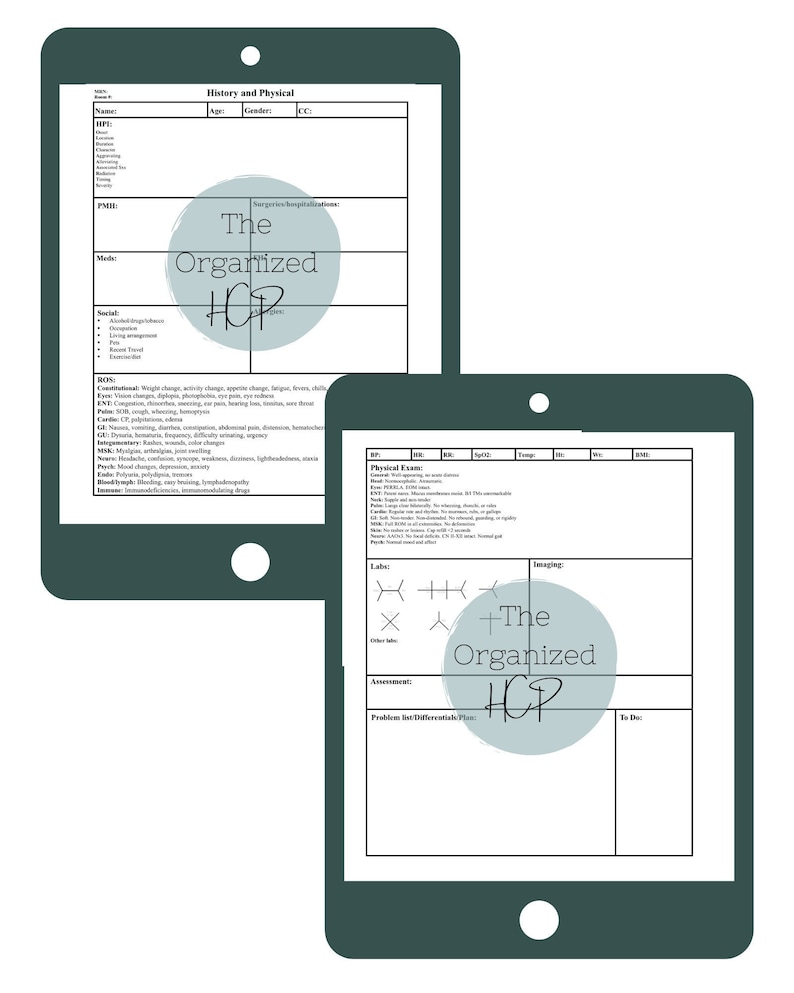 Digital History and Physical Template for Healthcare Students - Etsy