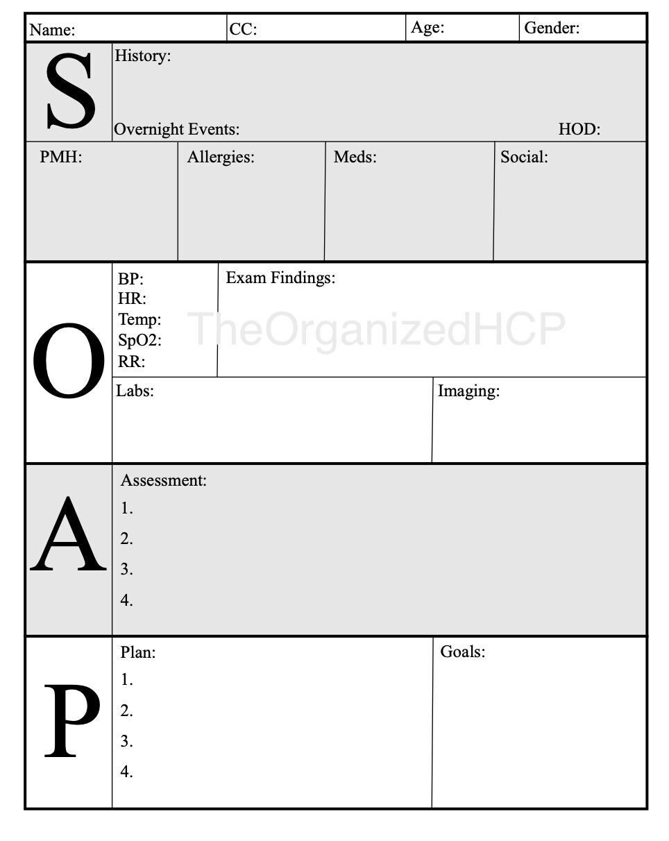 Digital SOAP Note for Healthcare Students - Etsy
