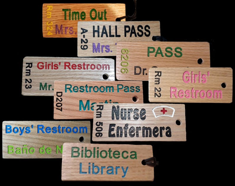 School Hall Passes Restroom Nurse Library Pases Escuela Pasillo Baño ...