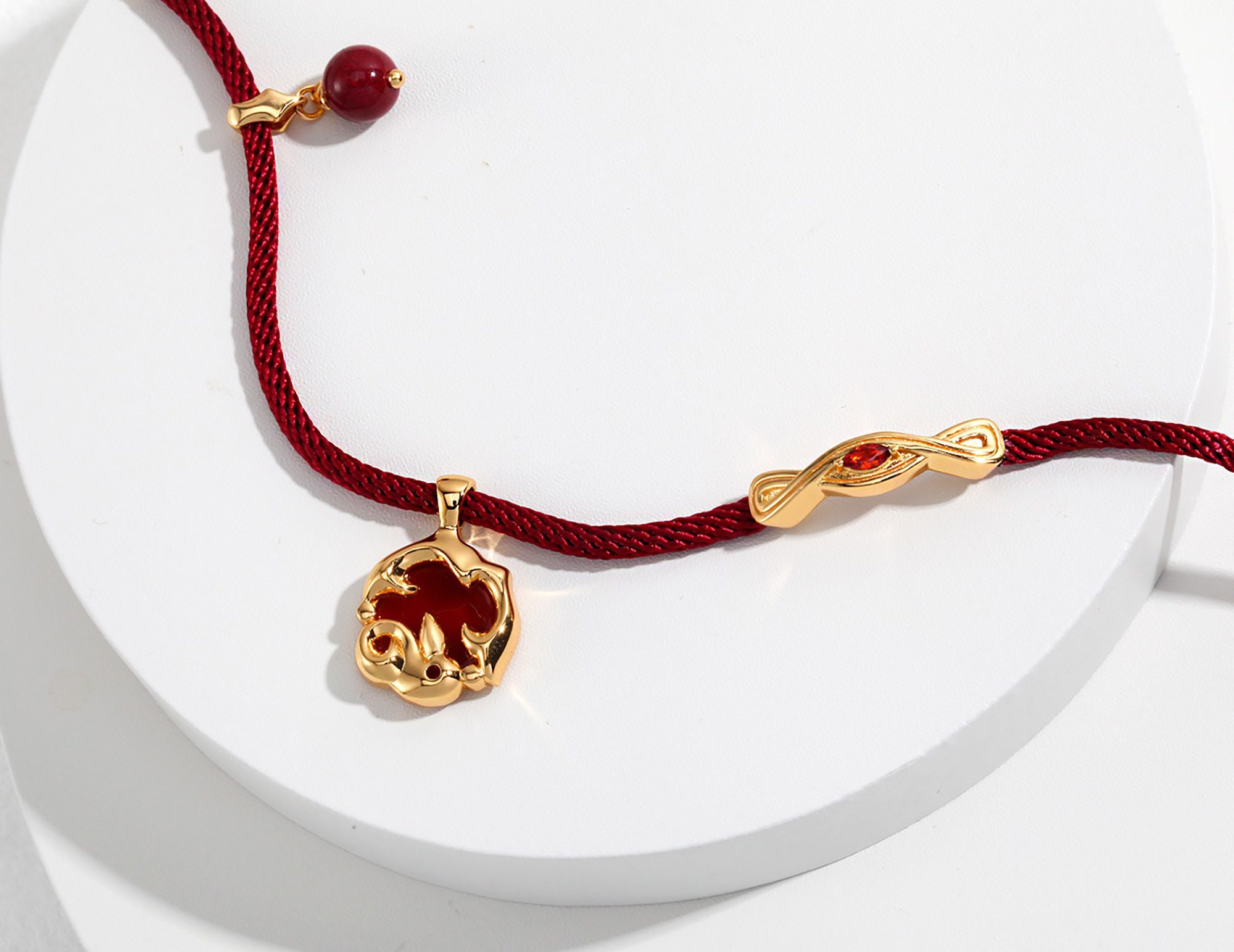 Sterling Silver Red String Bracelet/18k Gold Plated String - Etsy