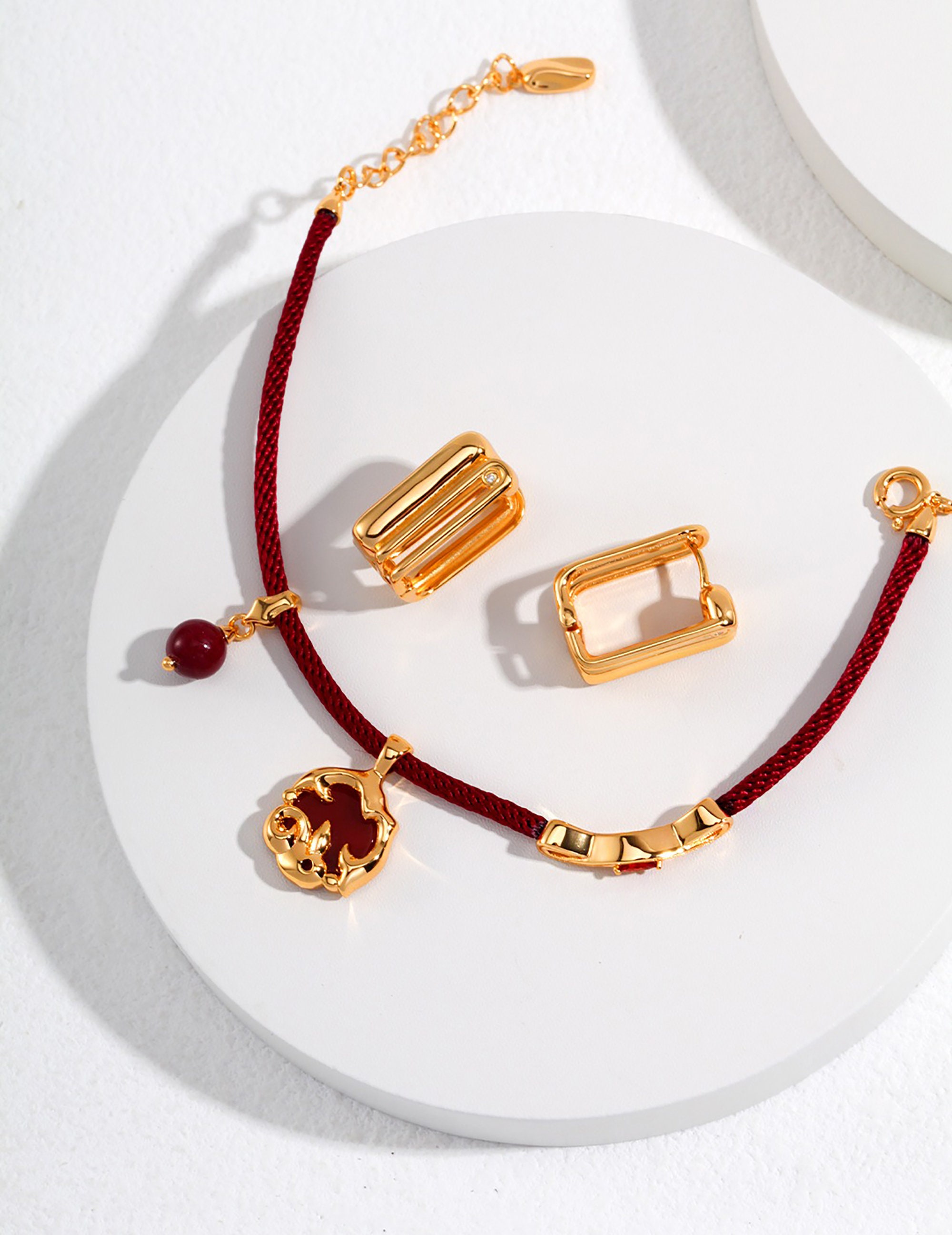 Sterling Silver Red String Bracelet/18k Gold Plated String - Etsy