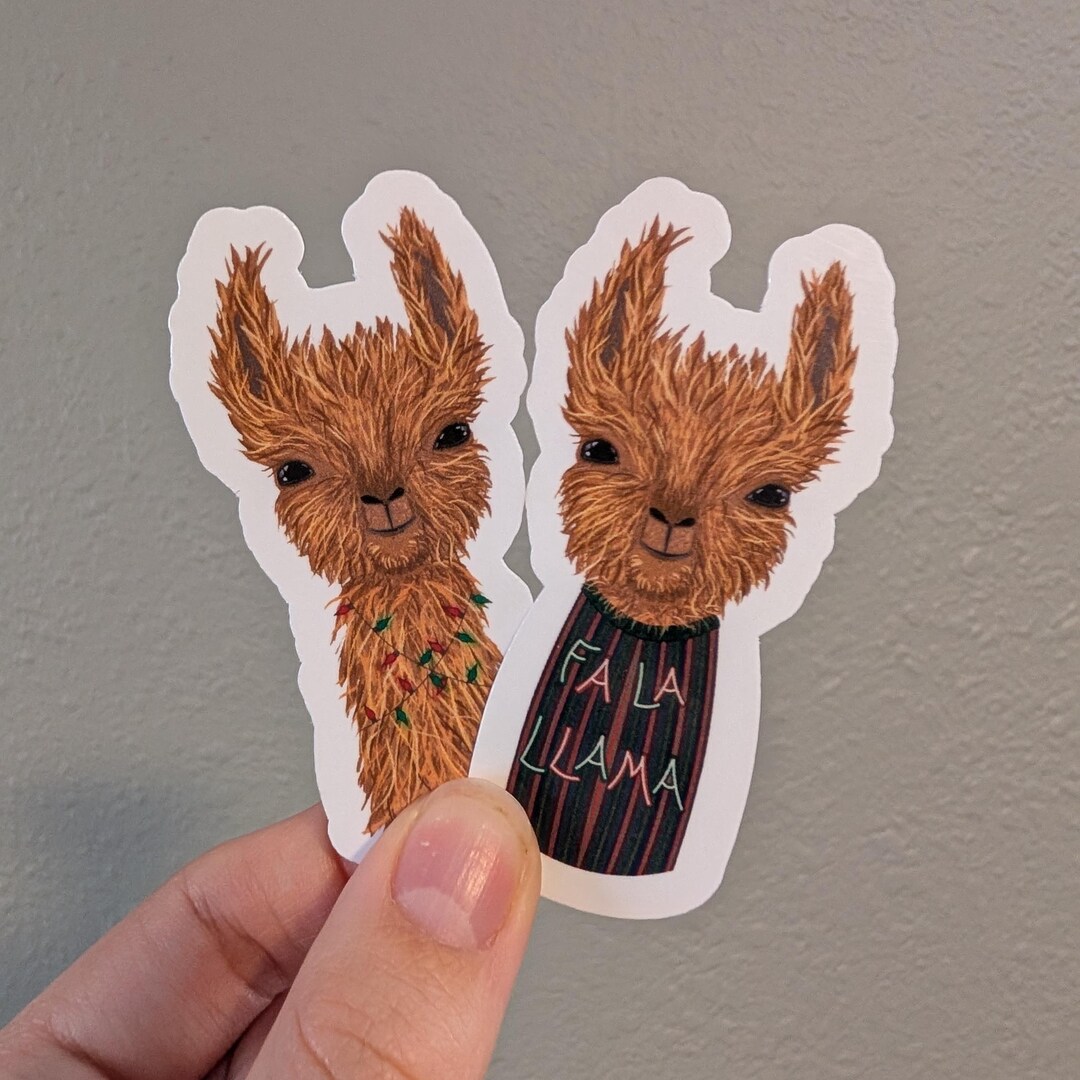 Christmas Llamas, Vinyl Stickers, Hand-drawn Sticker - Etsy