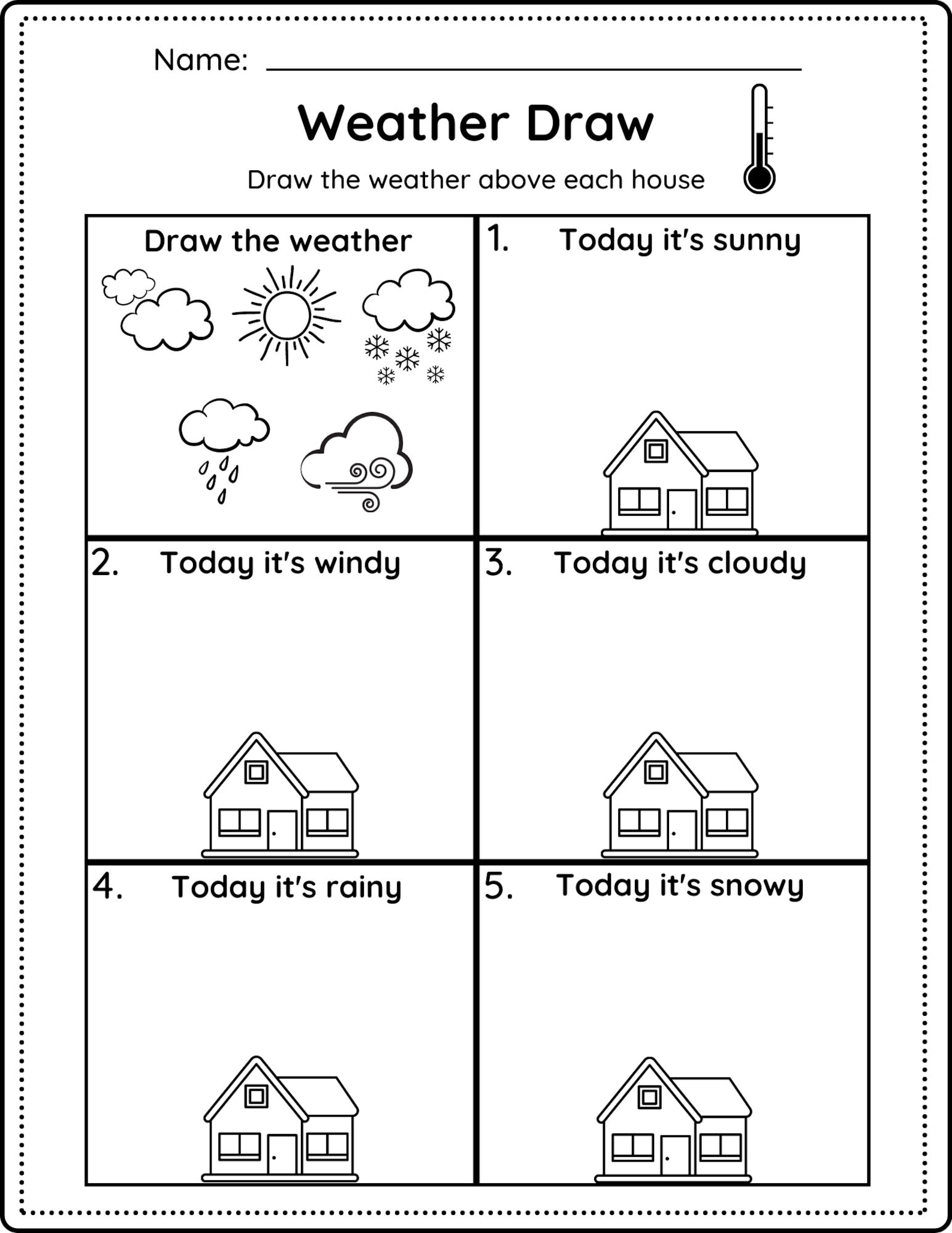 Weather Draw Worksheet - Etsy