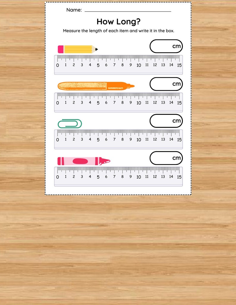 Ruler Measuring Practice Worksheet - Etsy