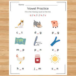 Vowel Practice Worksheet - Etsy