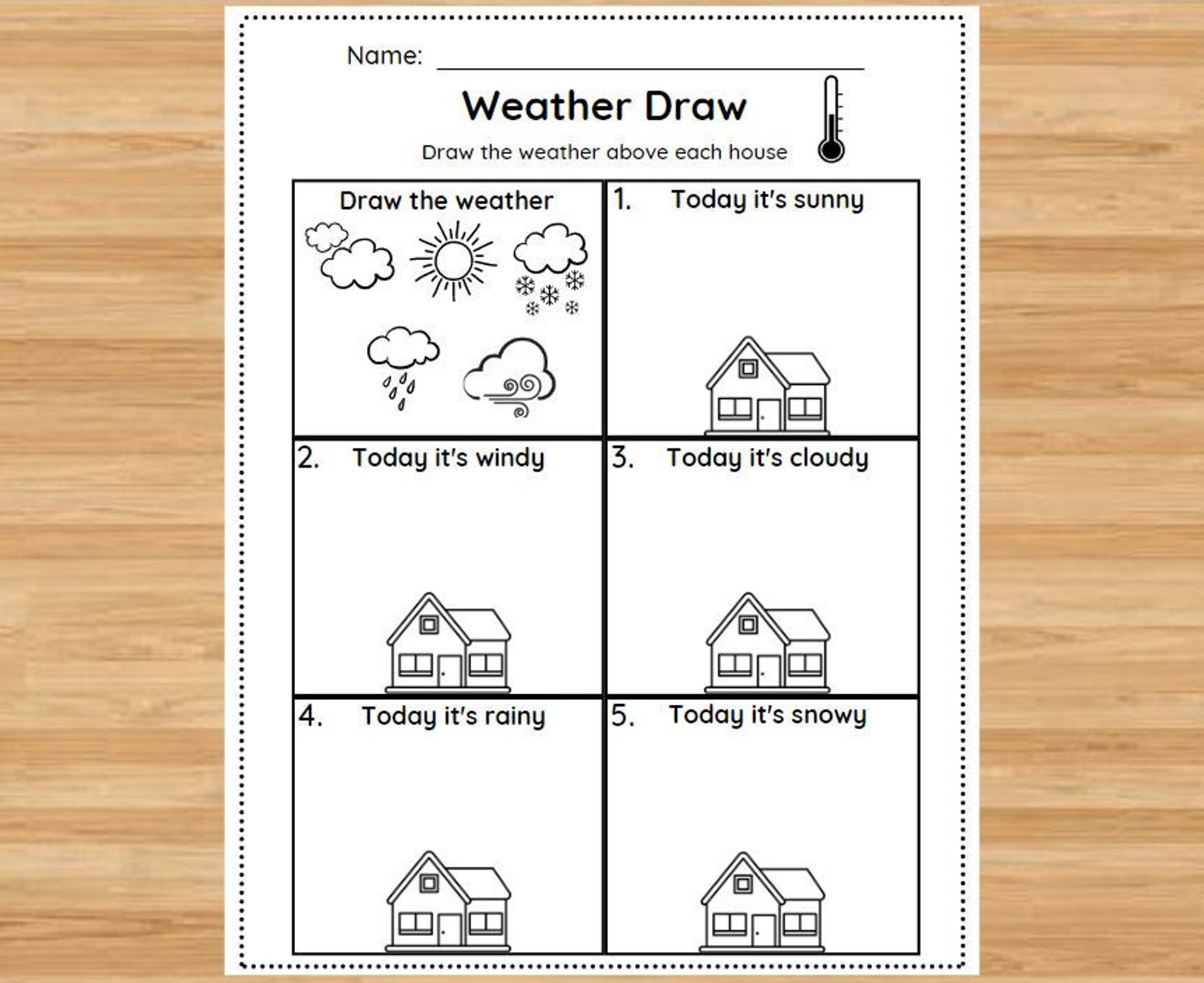 Weather Draw Worksheet - Etsy