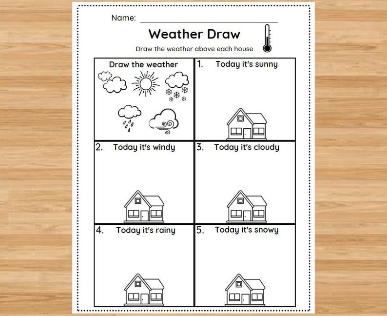 Weather Draw Worksheet - Etsy