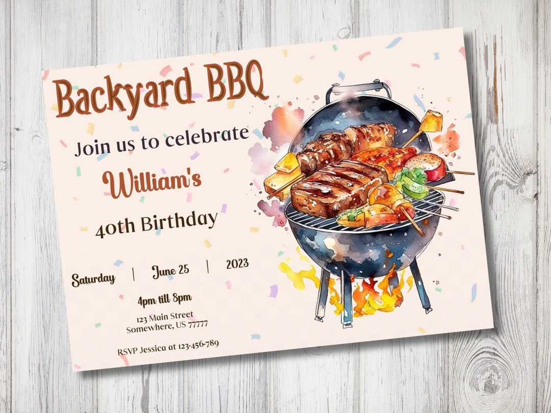 BBQ INVITATION Template BARBECUE Birthday Template Backyard Bbq Party ...