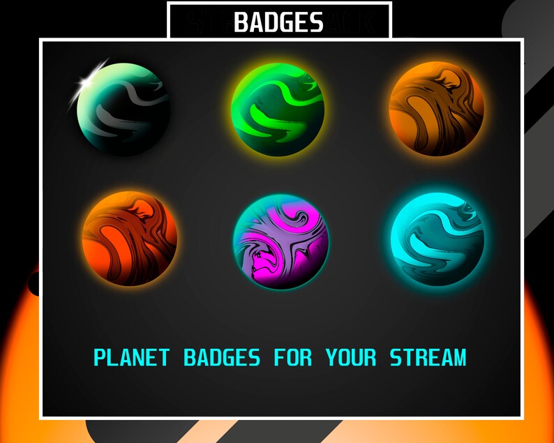 Planet Badges for Your Stream, Twitch Badges, Stream Package, Stream ...