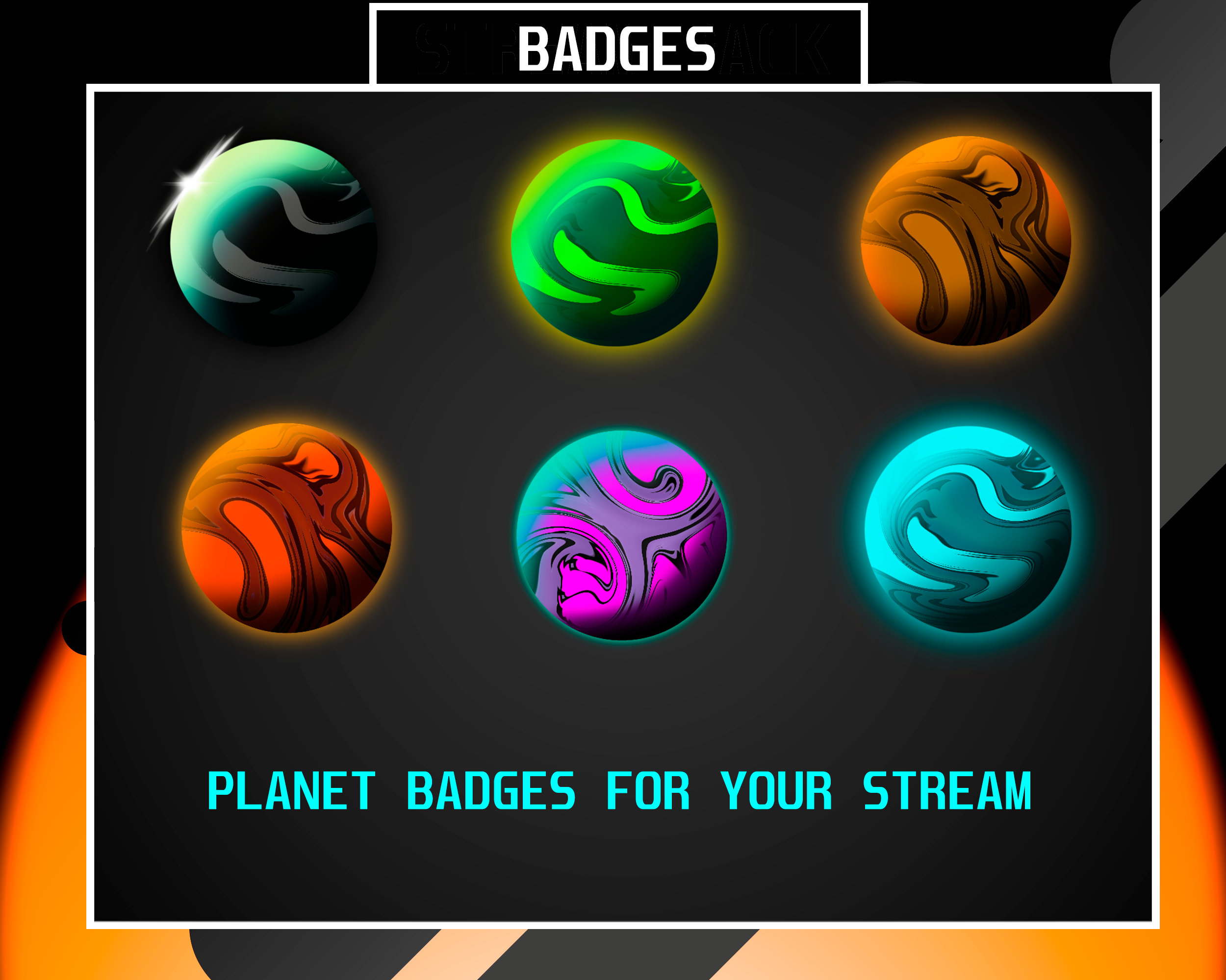 Planet Badges for Your Stream, Twitch Badges, Stream Package, Stream ...