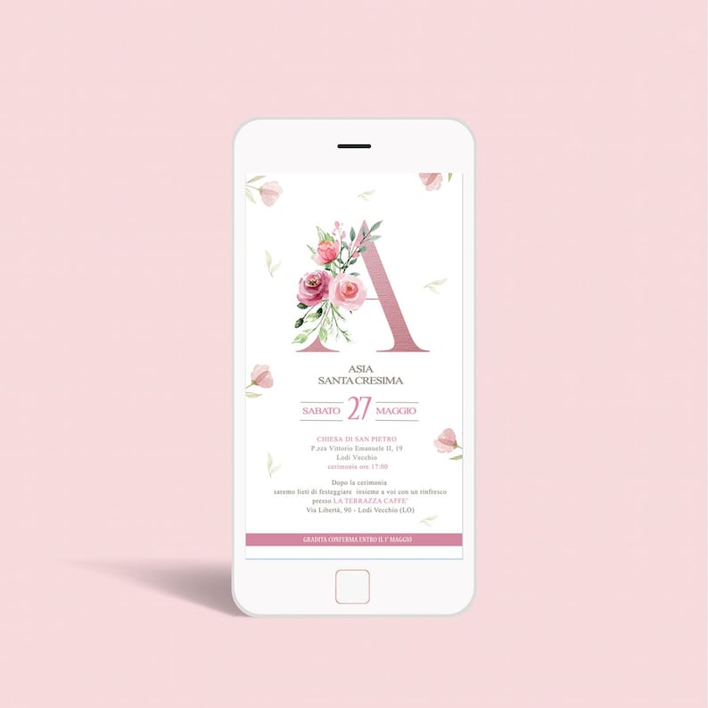 Invito Digitale Cresima - Comunione - Floreale - Bambina - Elegante ...