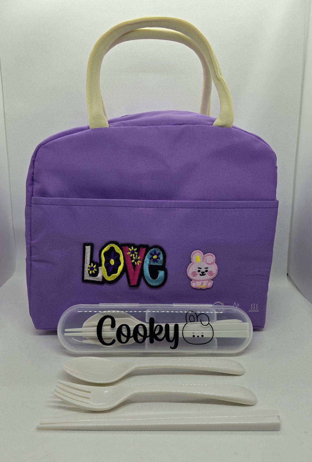 BTS Cute Lunch Bag & Utensil Set - Etsy