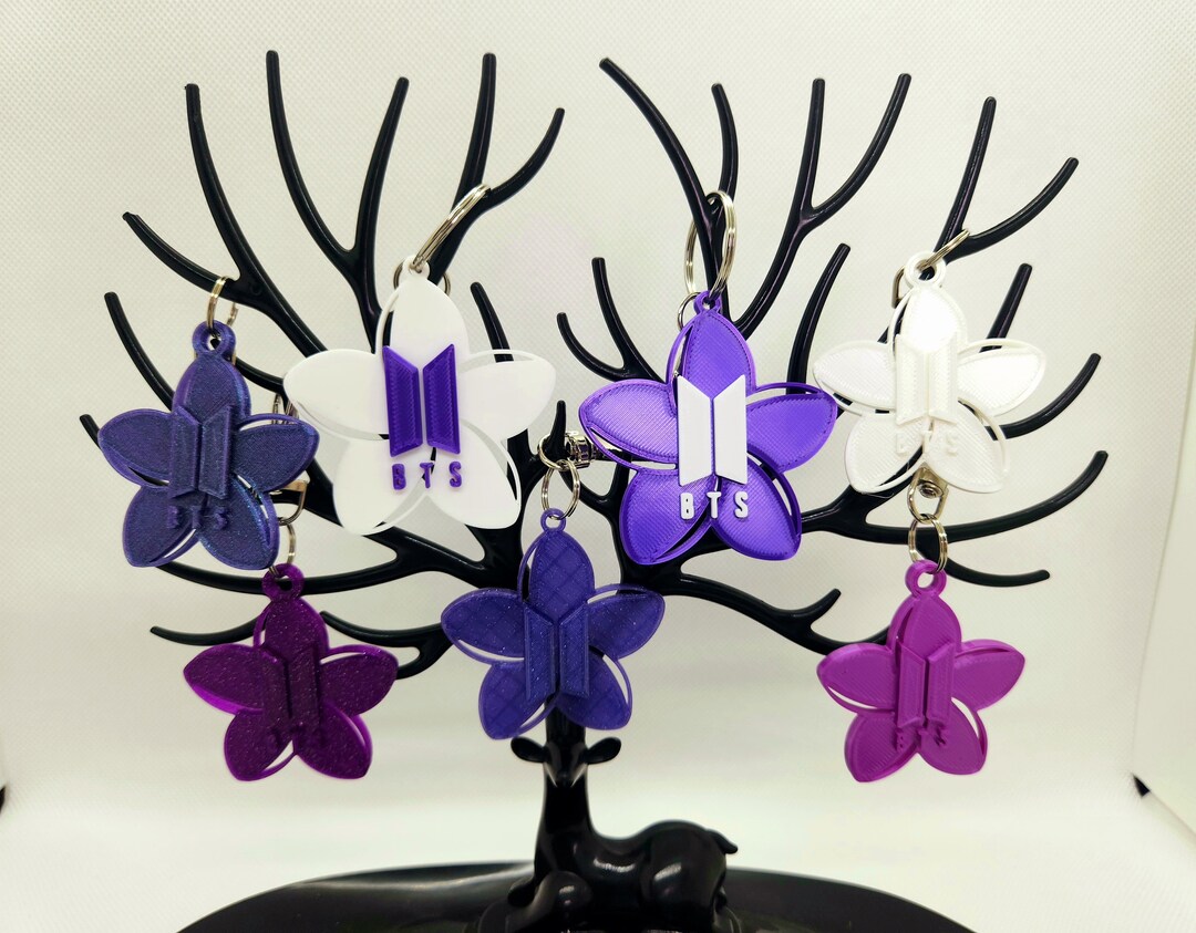 BTS 3D Flower & Logo Keychains - Etsy