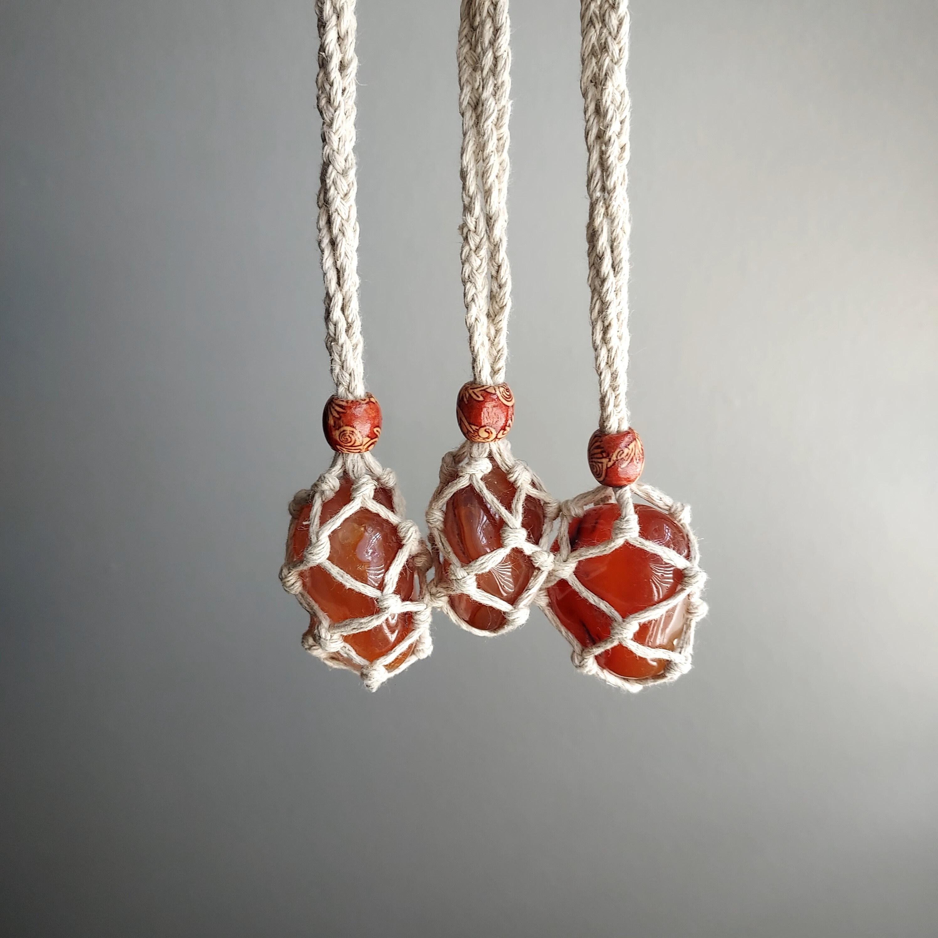 Carnelian Crystal Holder Macrame Car Charm Decoration - Etsy