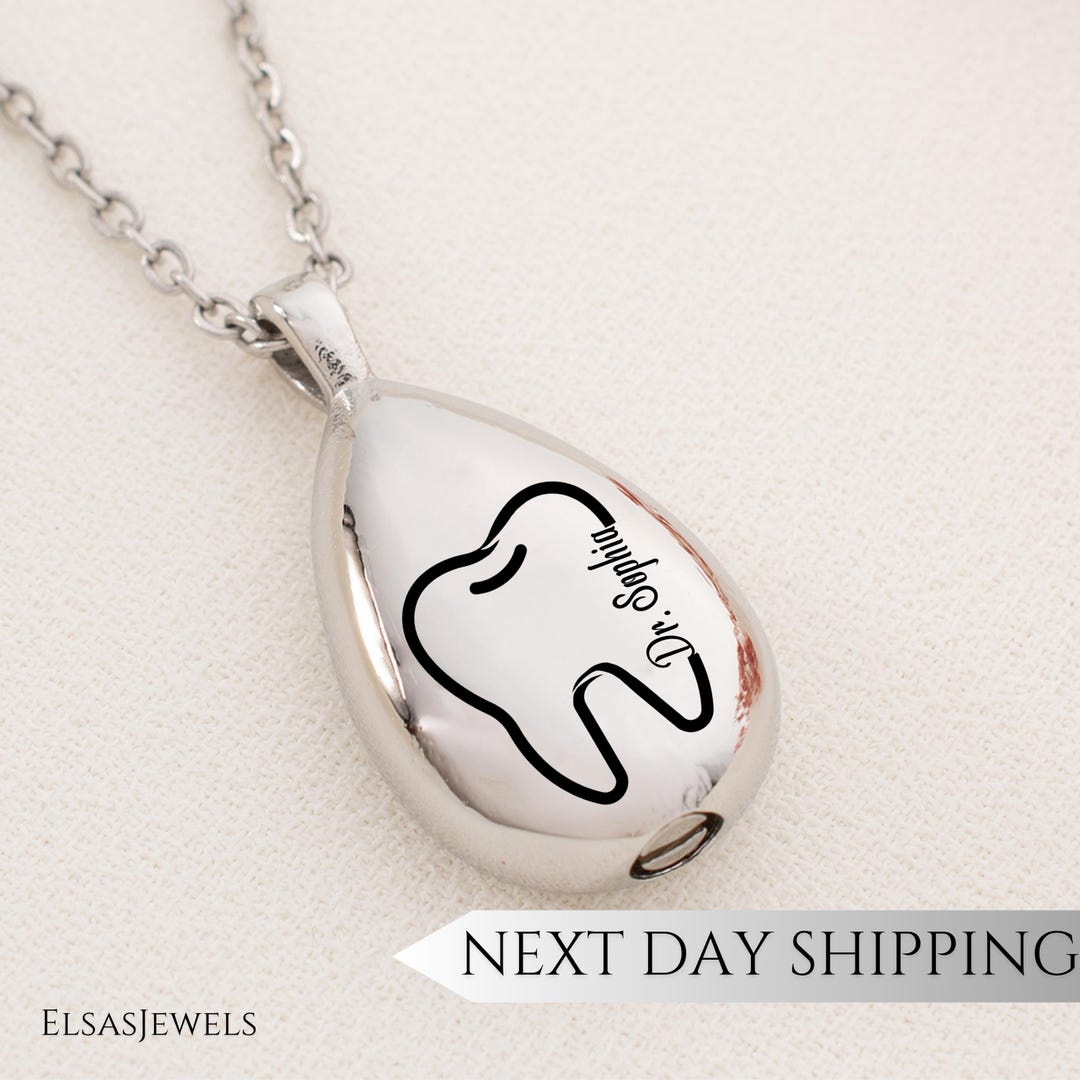 Personalized Tooth Urn Necklace: Engraved Dental Memorial Pendant - Etsy
