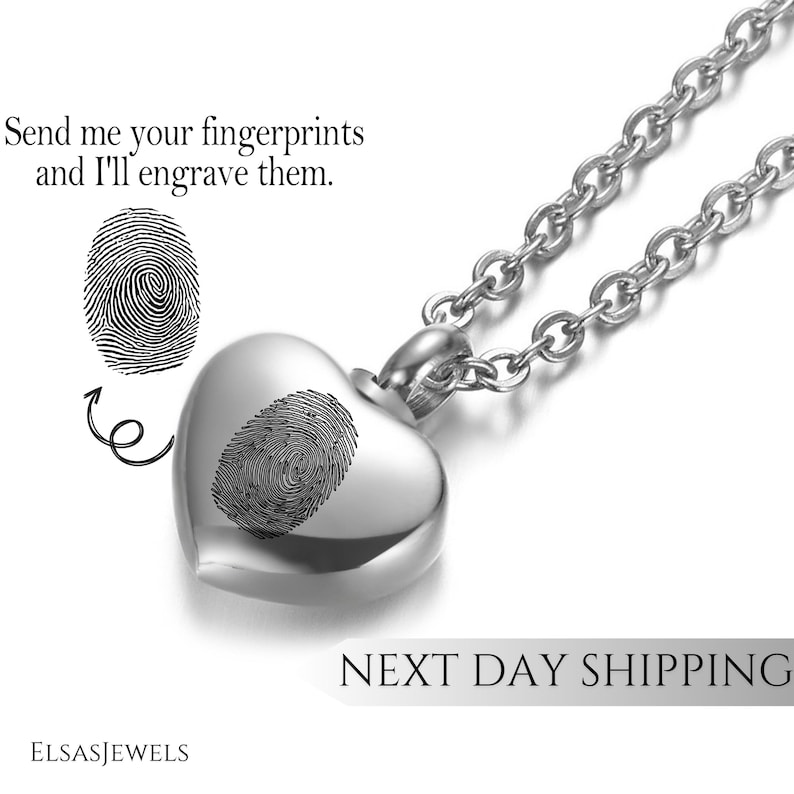 Personalized Fingerprint Urn Necklace, Custom Engraved Fingerprint for ...