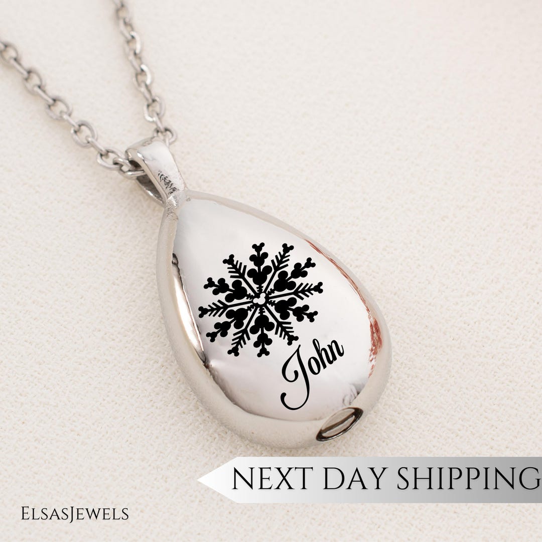 Custom Snowflake Urn Necklace, Engraved Ash Pendant for Mom Nana Loved ...