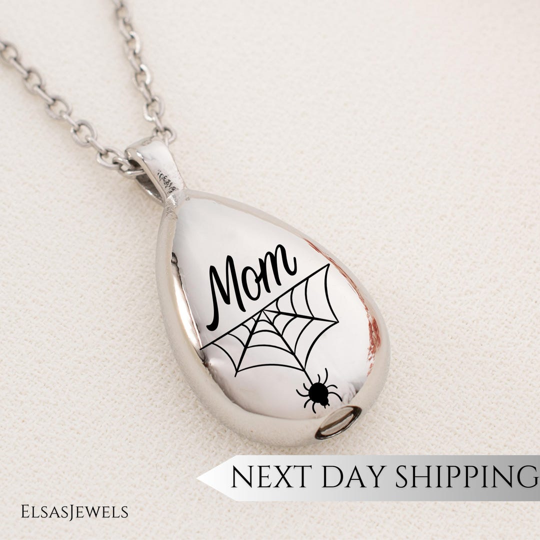 Personalized Spider Web Pendant Necklace, Custom Name Jewelry, Memorial ...
