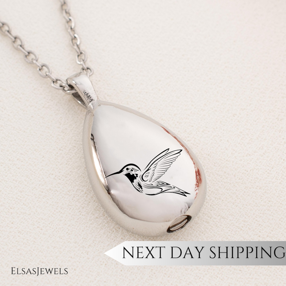 Elegant Hummingbird Urn Necklace, Hummingbird Drop Urn Necklace for ...