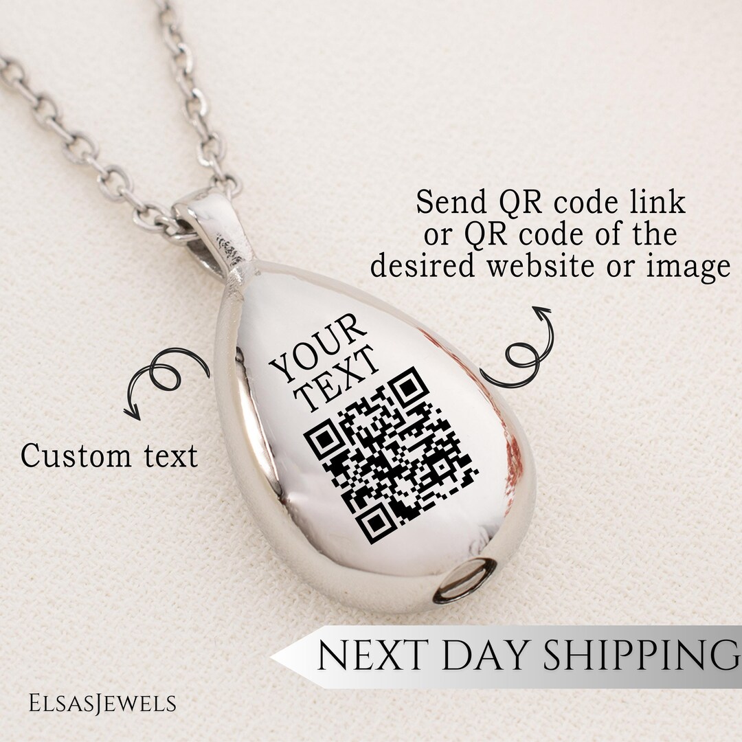 Personalized QR Necklace, Secret Message Necklace, QR Code Drop Urn ...