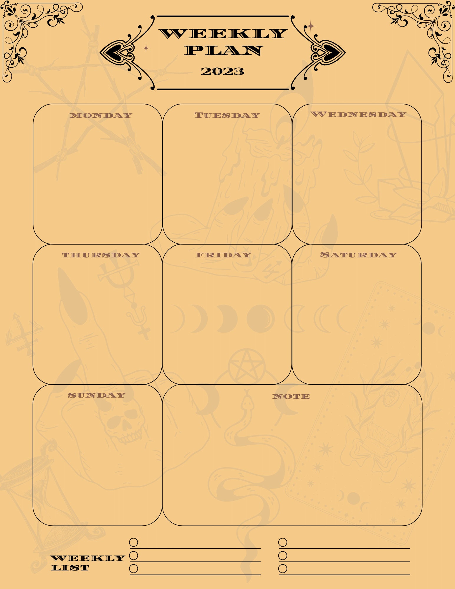 Printable Witch Weekly Planner 2023 Digital Download Witchy - Etsy