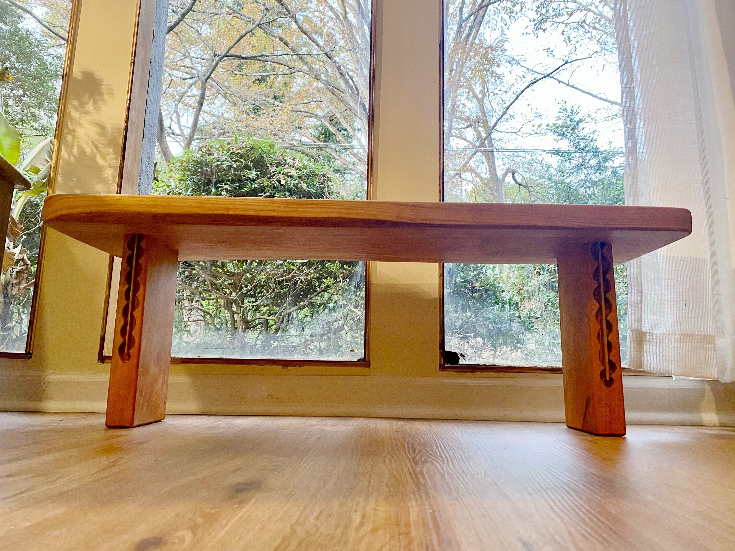 Cherry Bench | White Oak Inlays | Wooden Bench | Natural Wood Bench ...