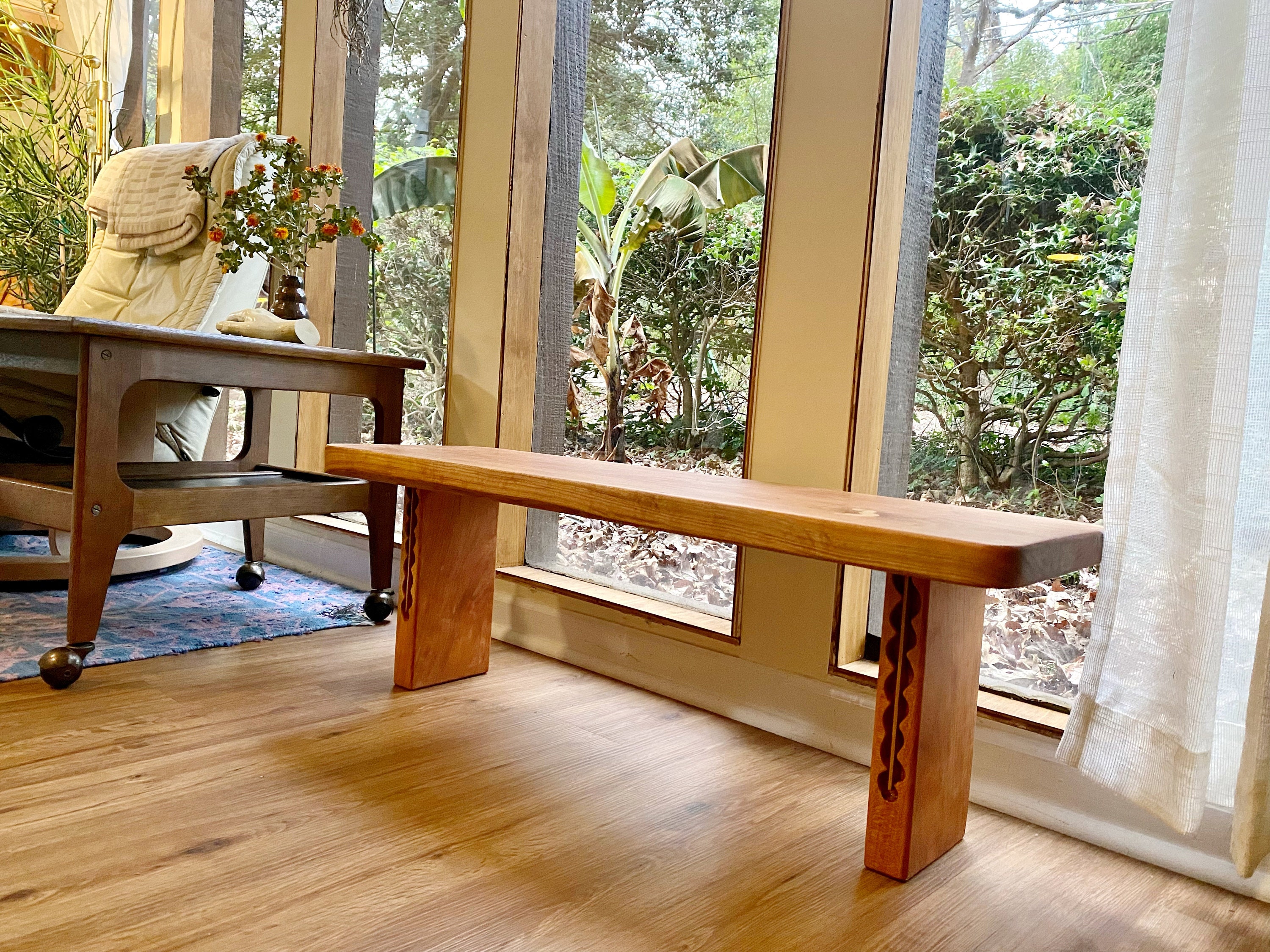 Cherry Bench | White Oak Inlays | Wooden Bench | Natural Wood Bench ...