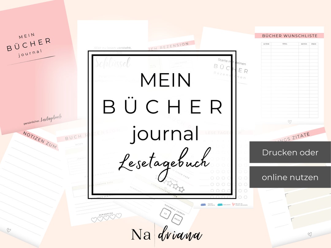 Reading Diary Reading Journal Digital & German Book Journal Book ...