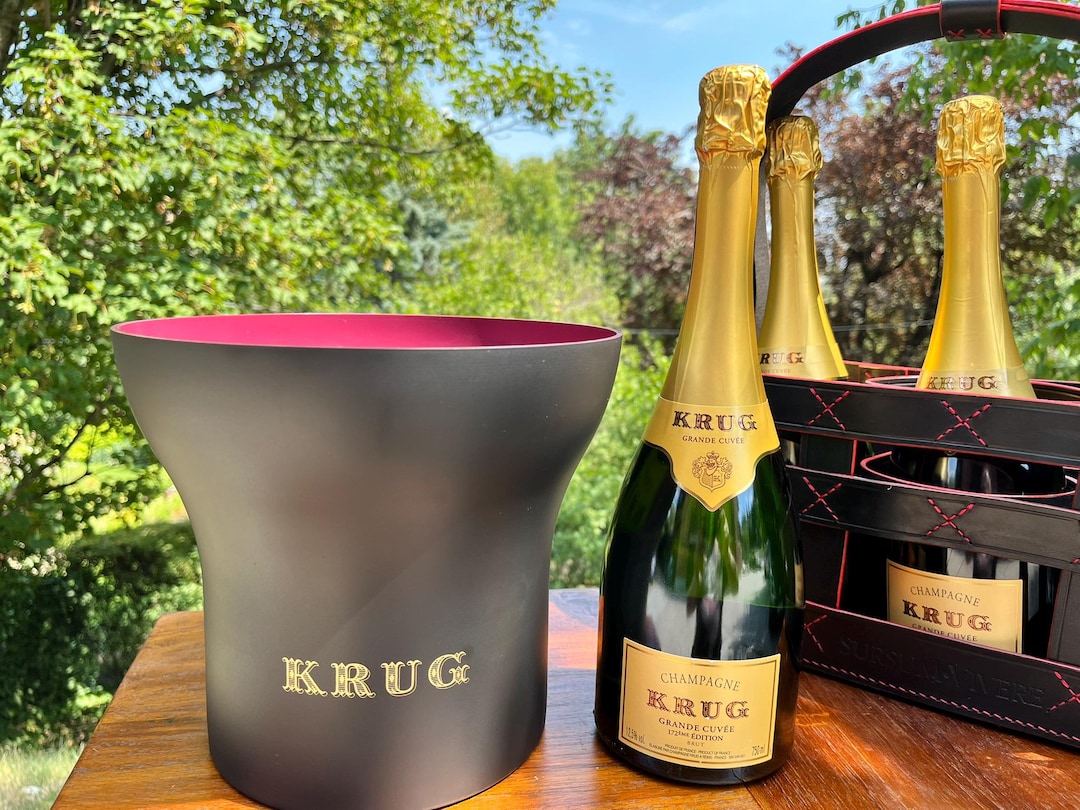 KRUG Champagne – Matte Graphite Black & Dark Cherry Metal Ice Bucket - Etsy