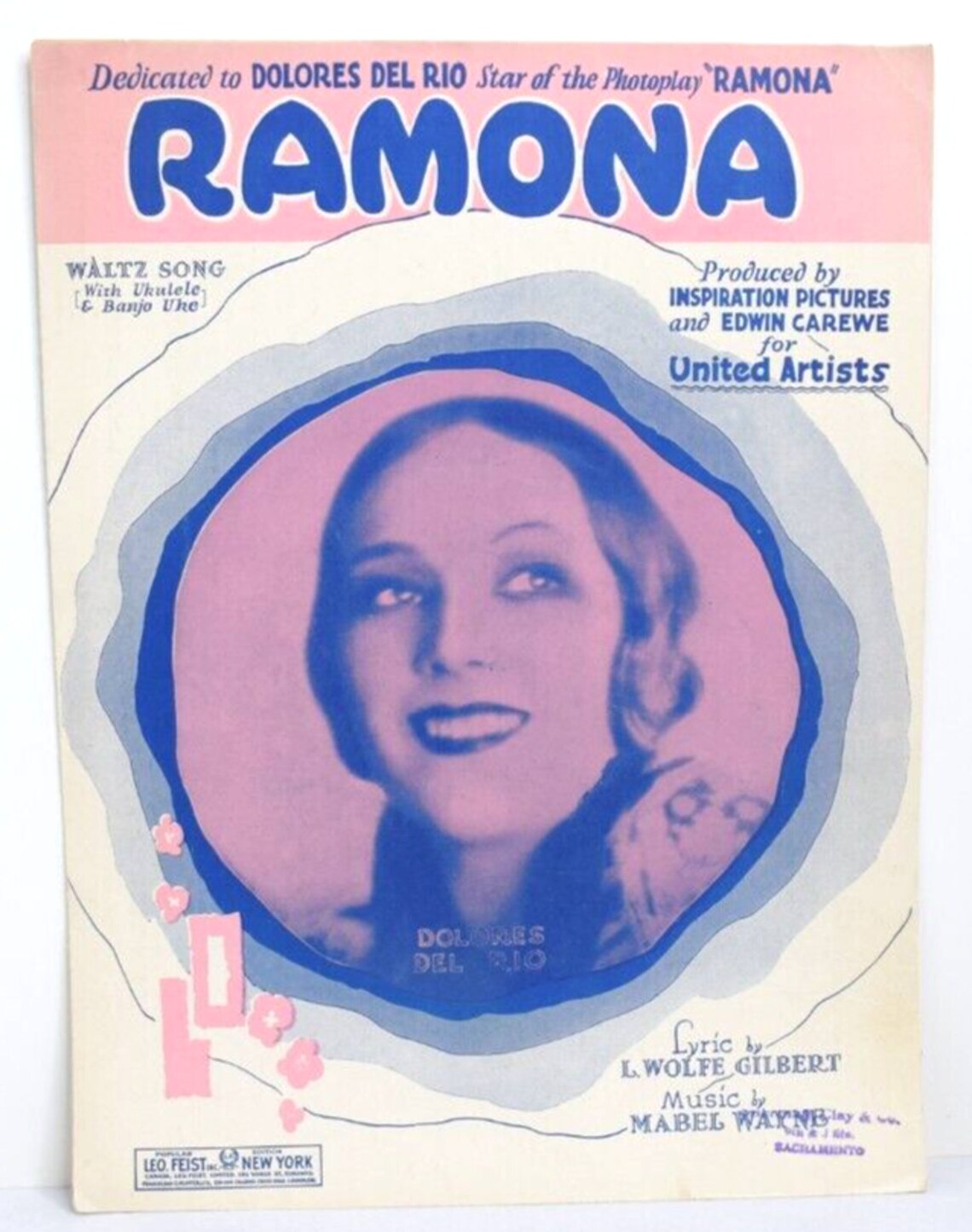1927 Sheet Music Ramona by L. Wolfe Gilbert Mabel Wayne Dolores Del Rio ...