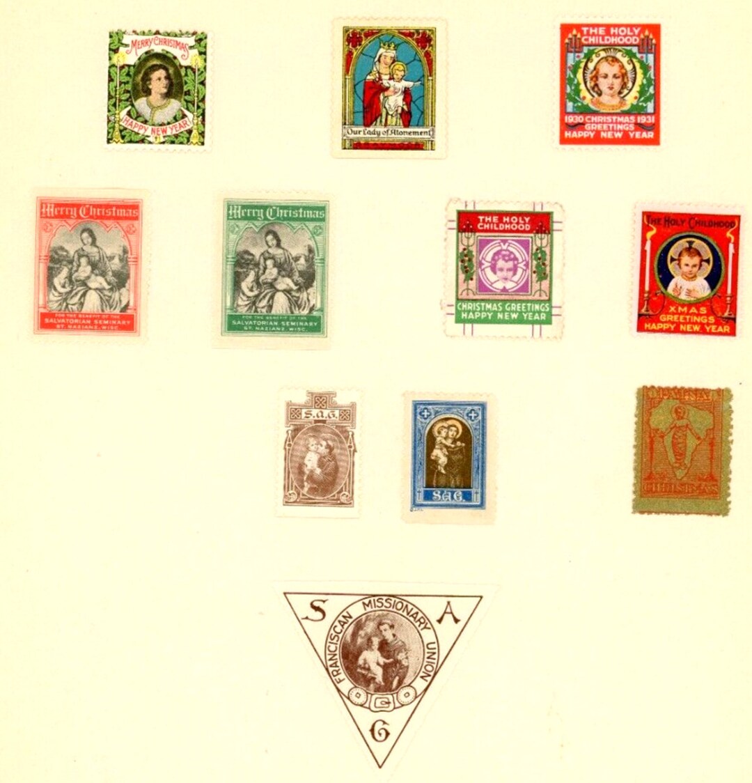 1930's Set of 11 Religious Christmas SAG Seminary Poster Stamps ...