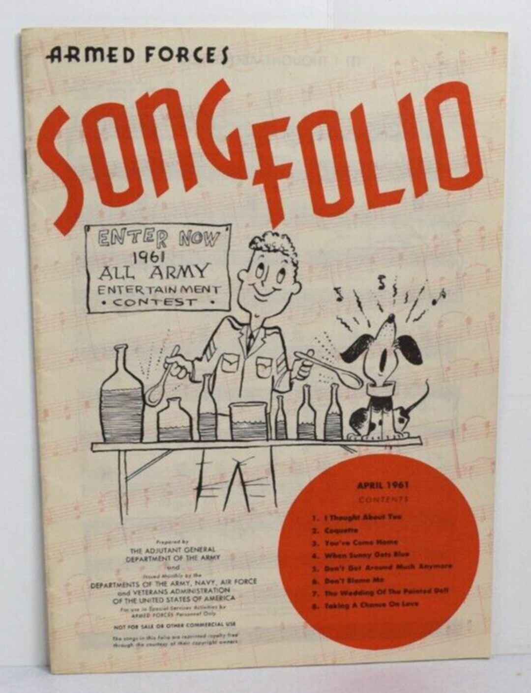 April 1961 Sheet Music Armed Forces Song Folio Special Services Edition ...