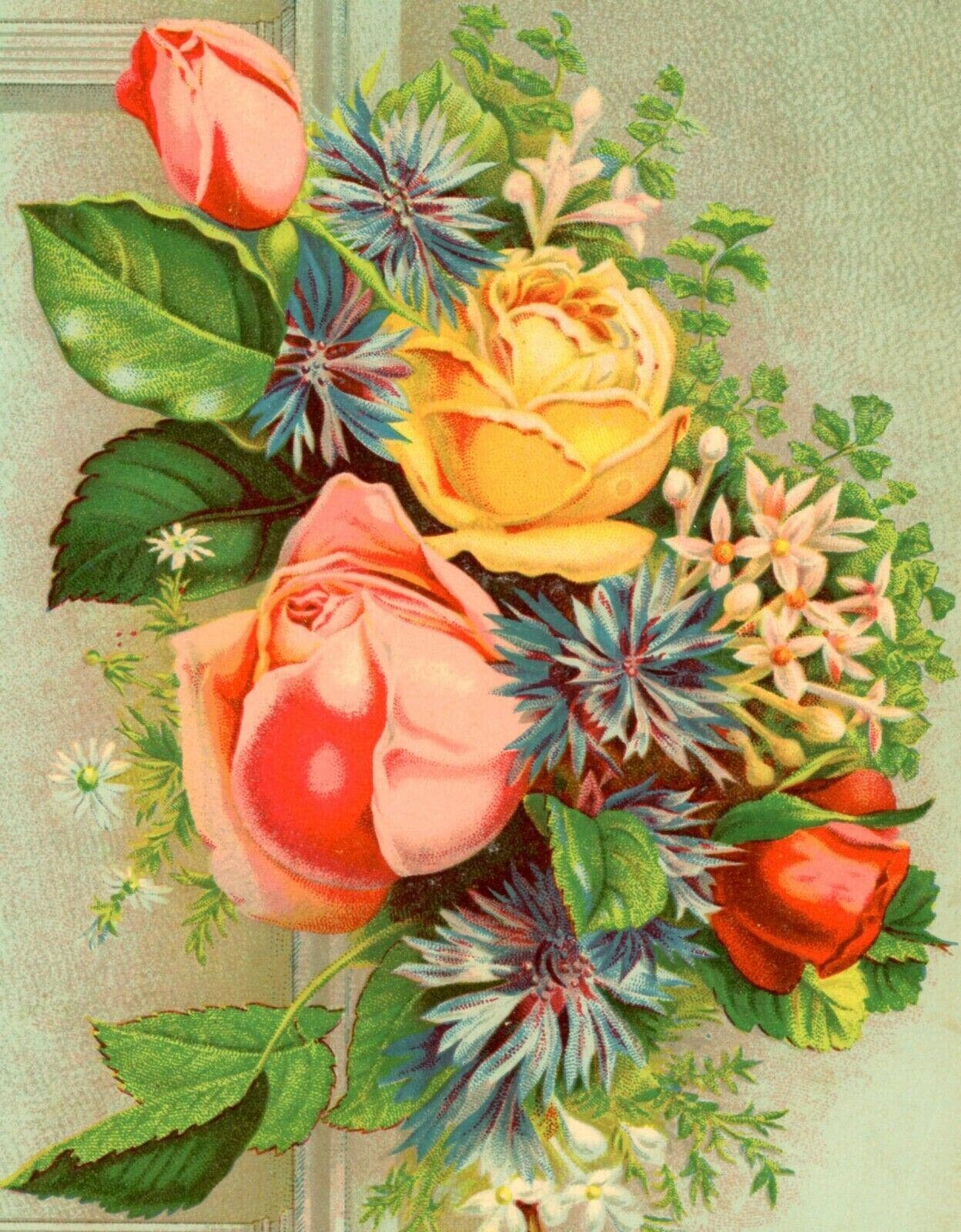 1880's Beautiful Bouquet Roses Flowers Victorian Trade Card - Etsy