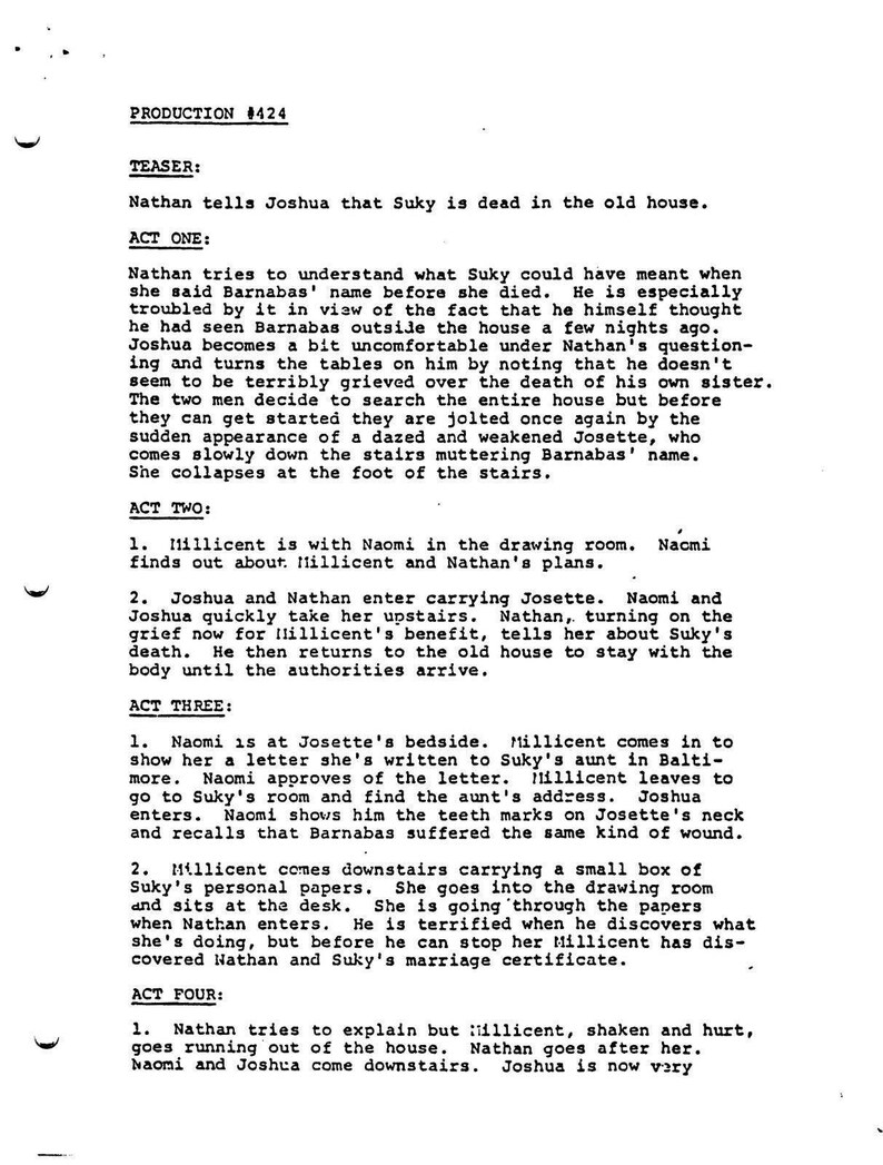 Dark Shadows TV Script Episode 424 First Aired Friday February 8, 1968 ...