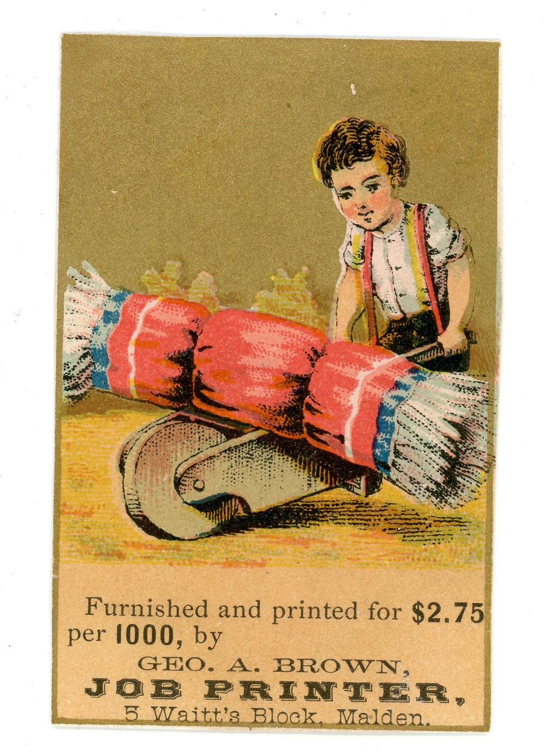 1880's Geo A Brown Printer Cute Boy Candy Wheel Barrow Victorian Trade ...