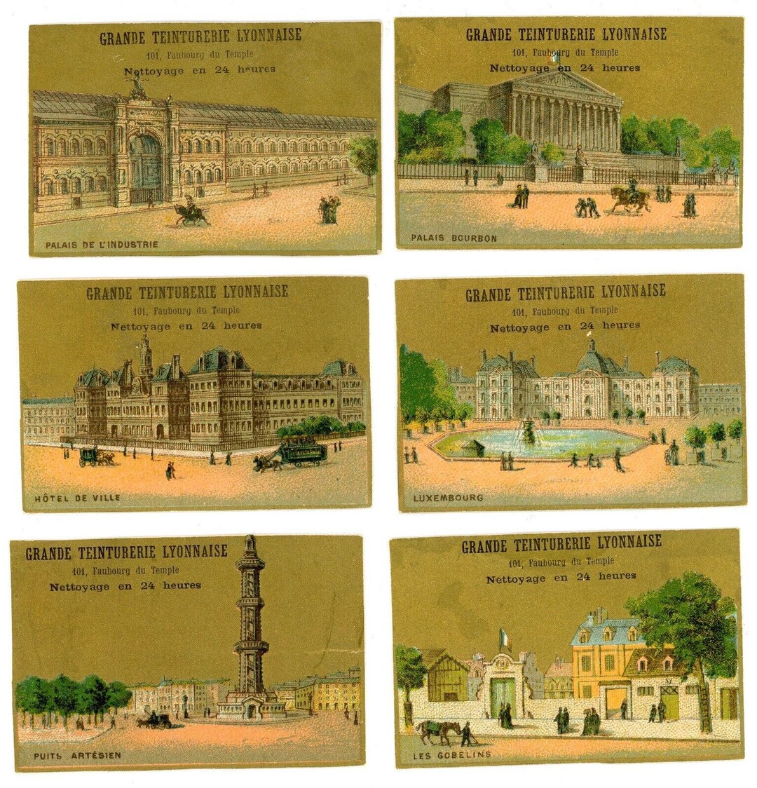 1880's Silk Dyeing Company Set of 6 Grande Teinturerie Victorian Trade ...