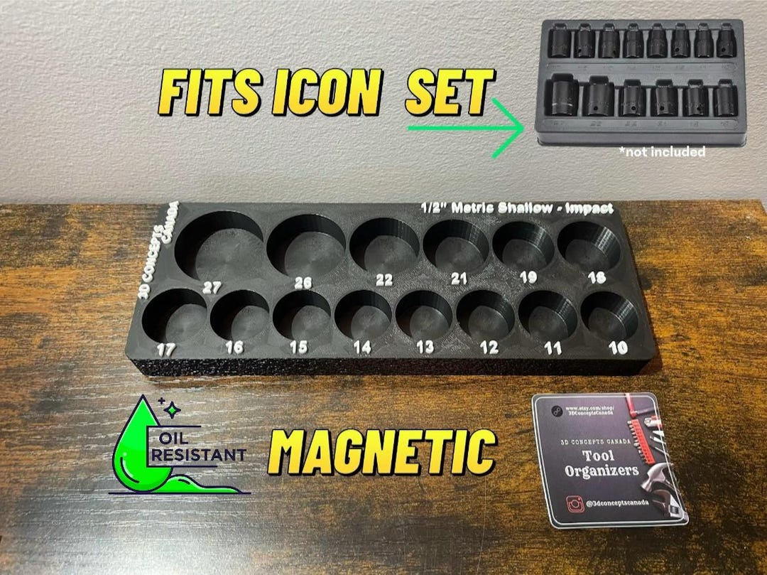1/2” Shallow Impact Magnetic Socket Organizer - Fits Icon Set - Etsy
