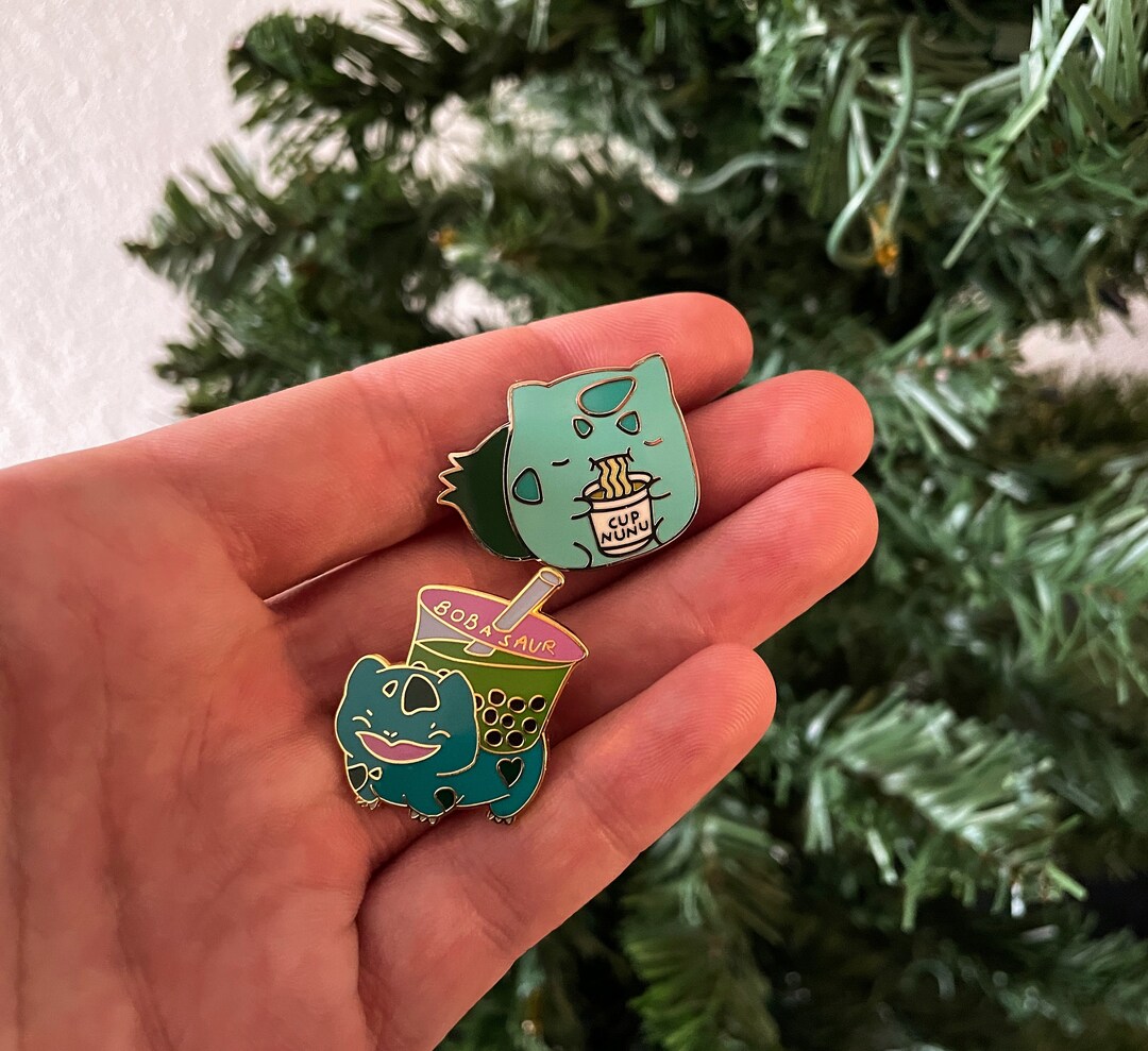 Customizable Bulbasaur Boba Bubble Tea Enamel Pin / Cup Noodles Pin ...