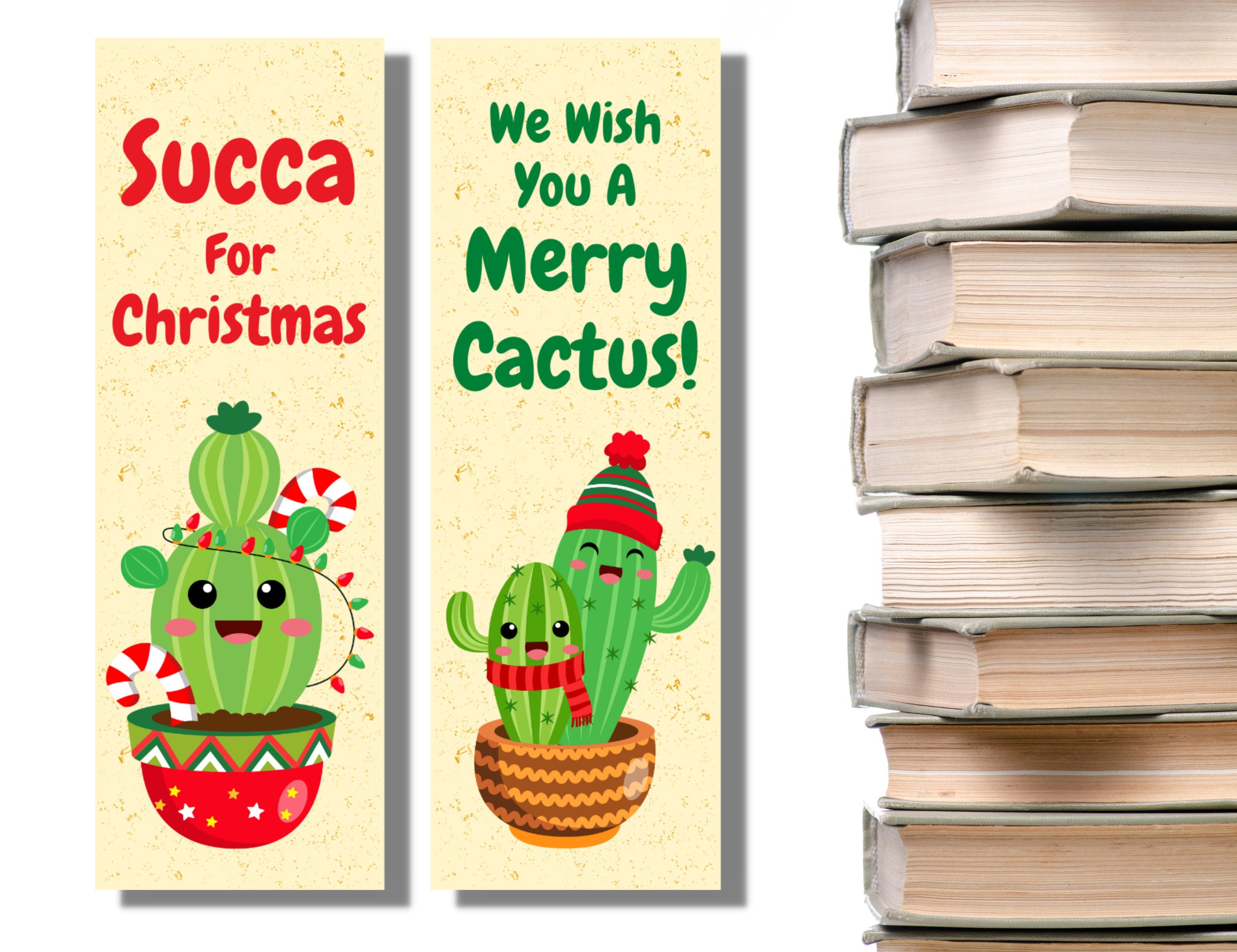 Christmas Cactus Bookmarks, Printable Christmas Bookmarks, Feliz ...