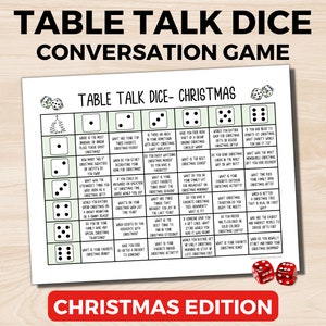 Christmas Table Talk Dice Game, Conversation Starter Game, Christmas ...