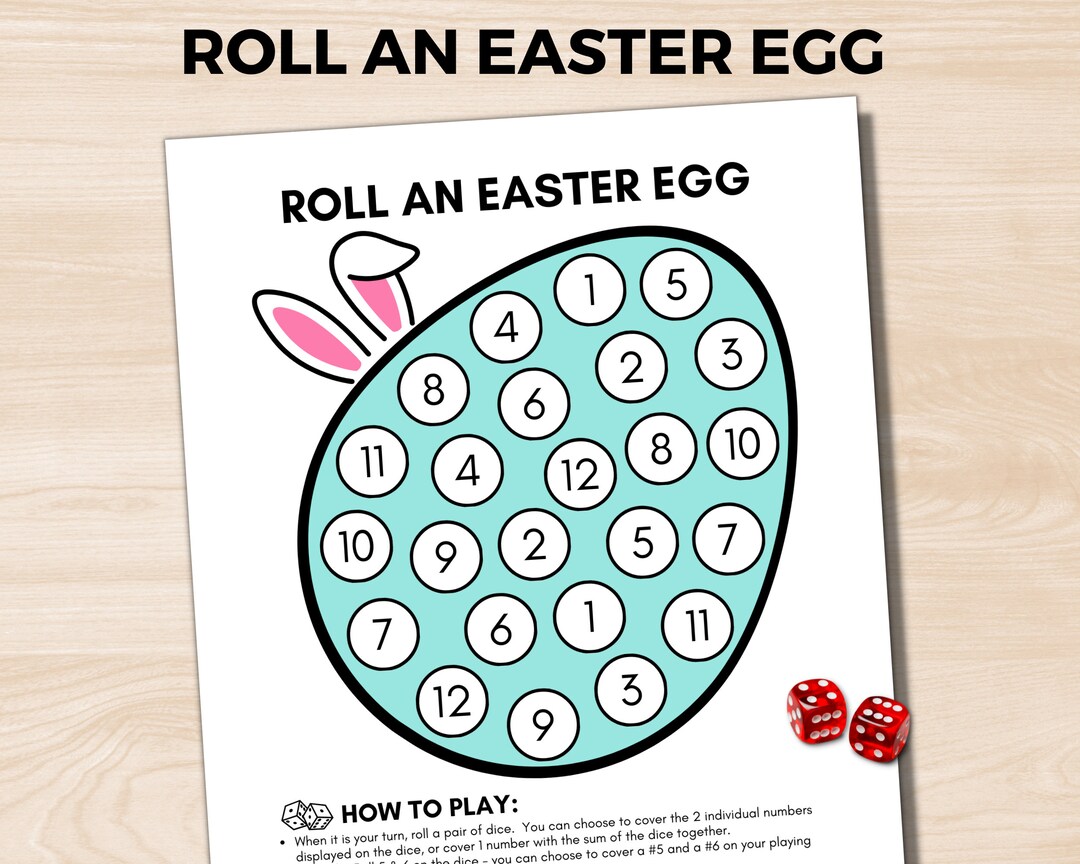 Roll an Easter Egg Dice Game, Easter Roll and Cover Dice Game, Easy ...