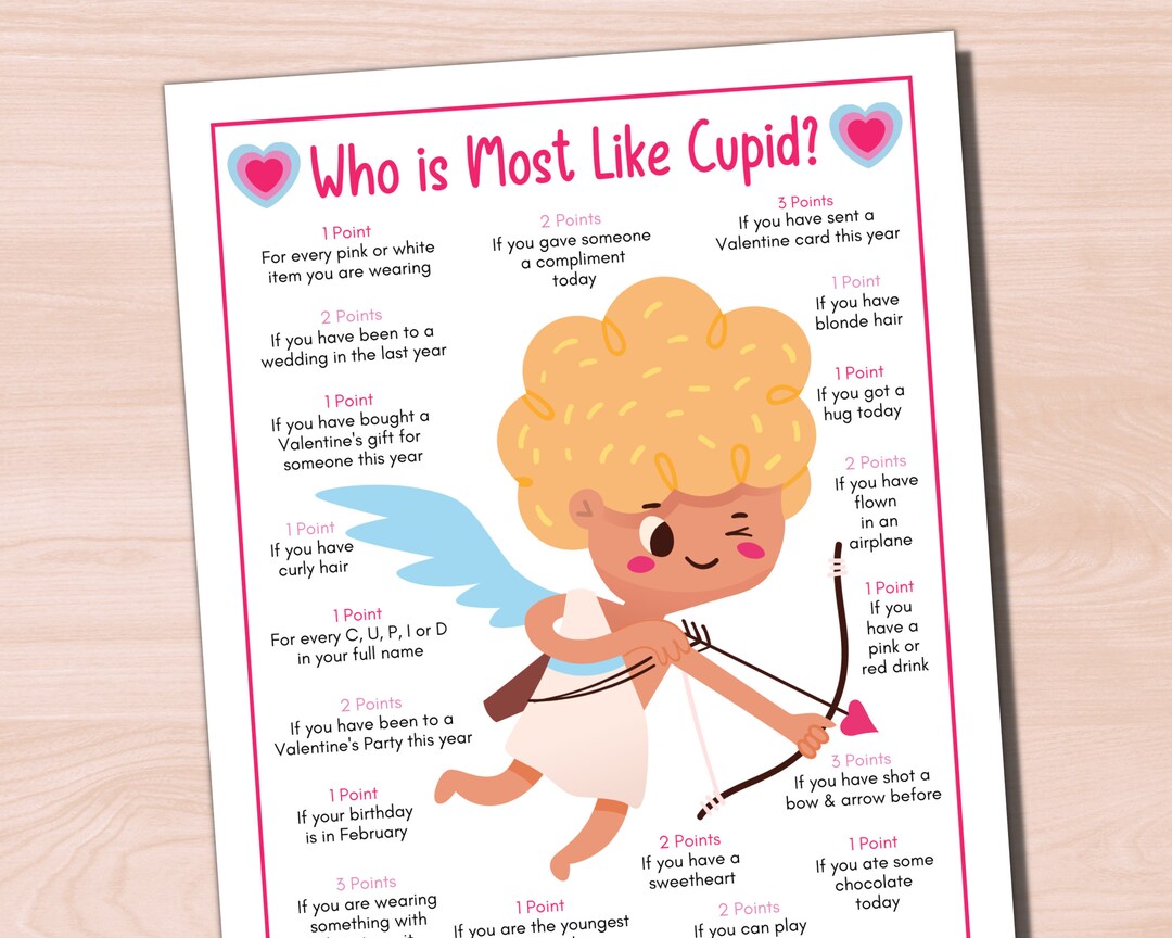 Who is Most Like Cupid Game, Valentine's Day Party Game, Galentine's ...