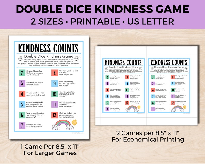 Kindness Counts Double Dice Kindness Game, World Kindness Day, Pink ...